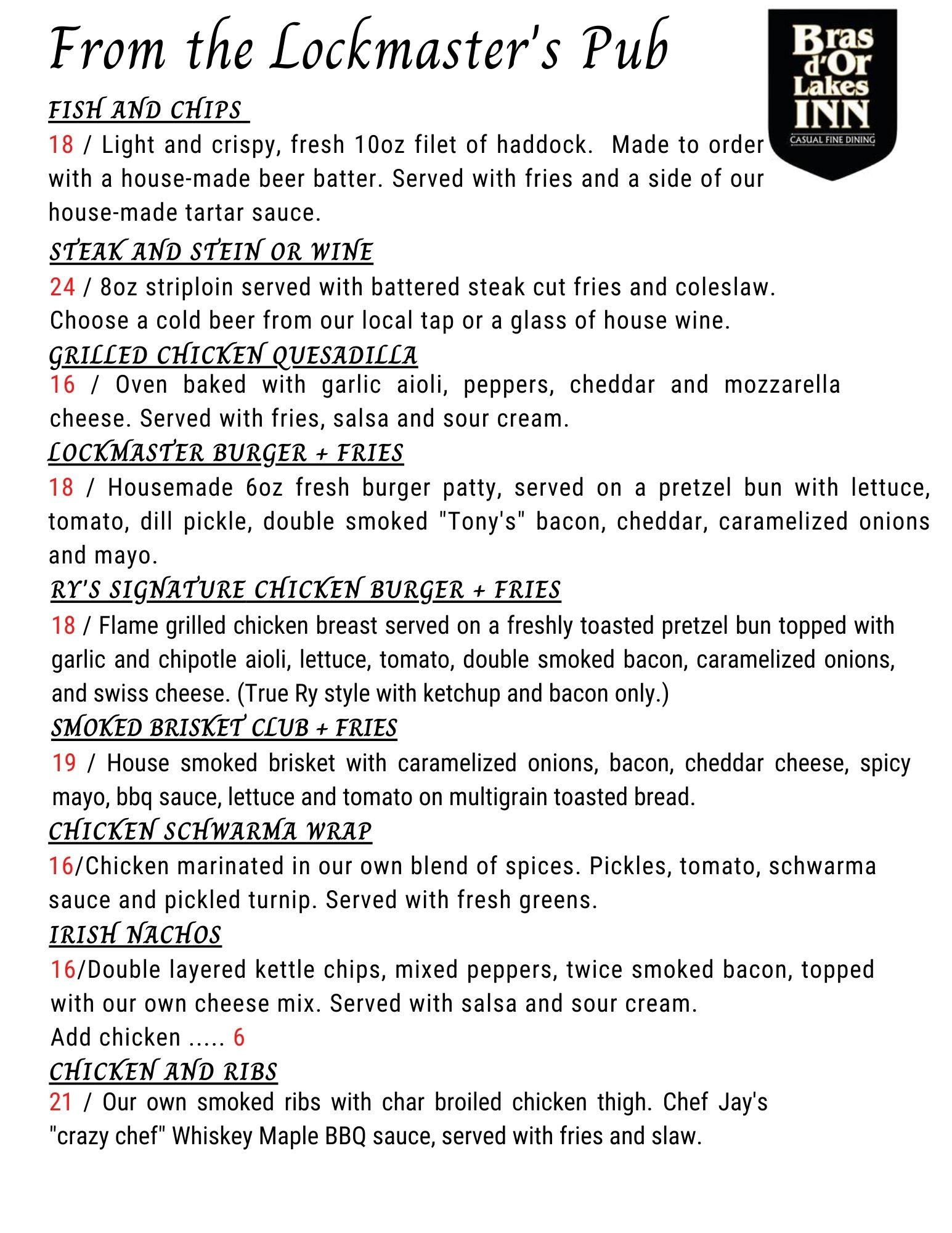 Lockmaster's Pub - Bras d'Or Lakes Inn